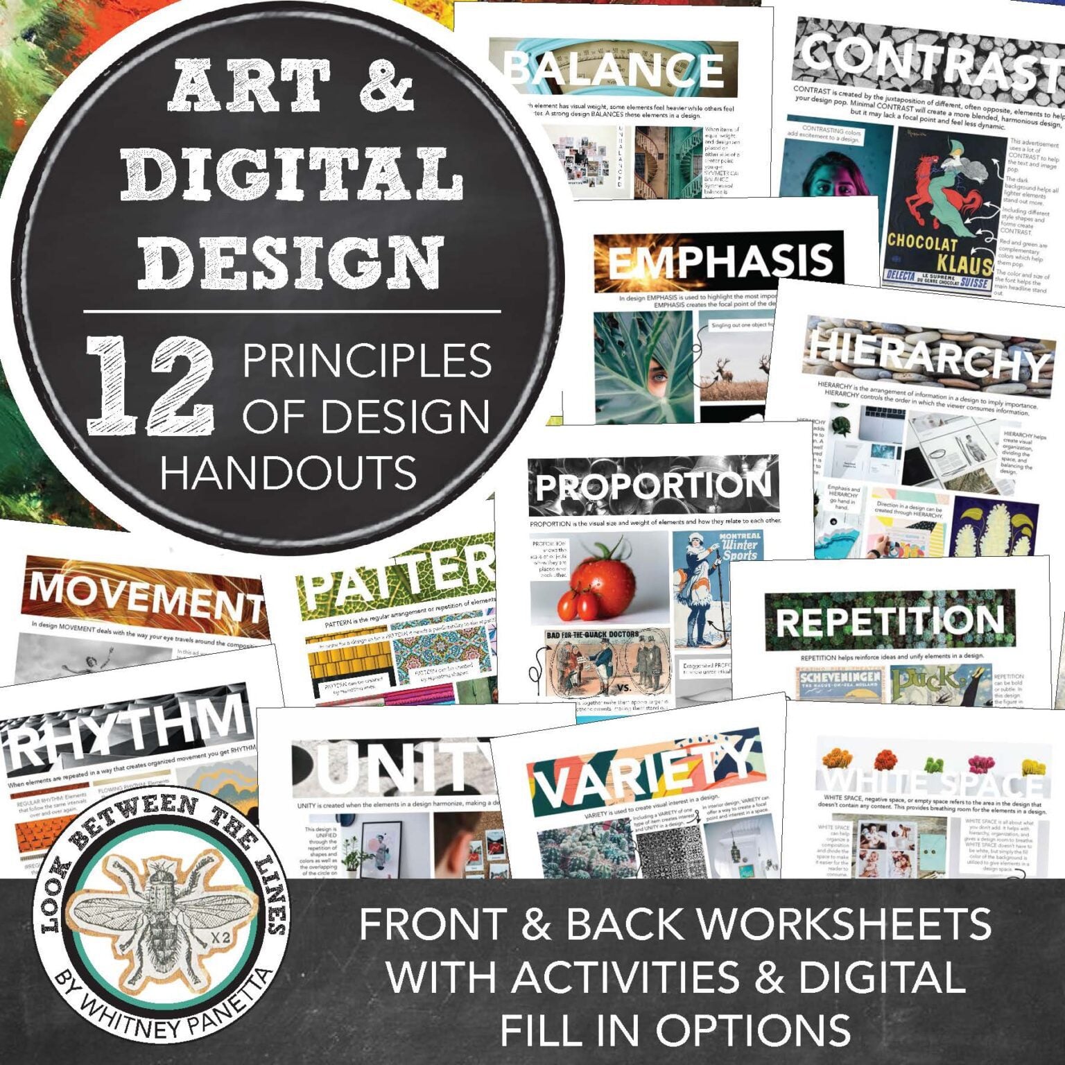 Principles of Design Worksheets for Digital Art Classes
