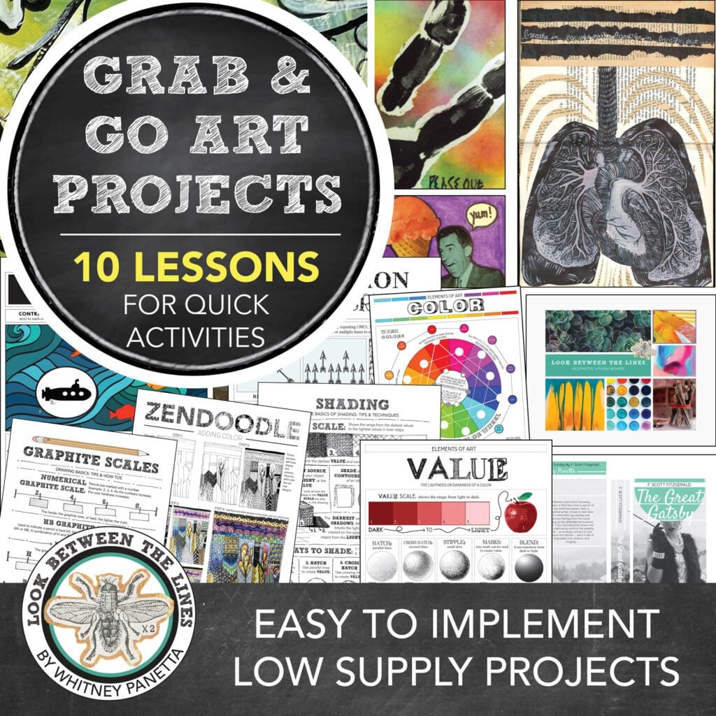 Middle or High School Grab and Go Art Projects Ten Lessons
