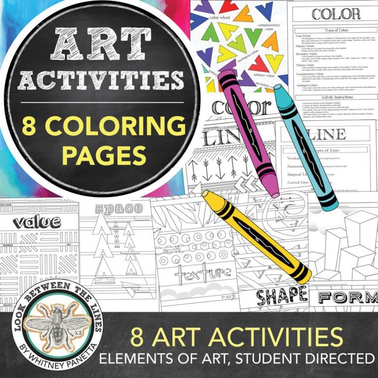Art Coloring Pages Elements of Art Activities and Posters